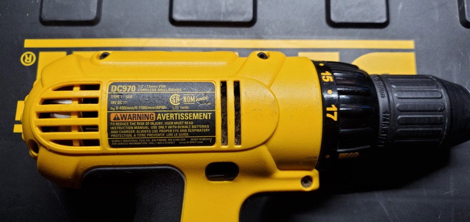 DEWALT DC970 18V Cordless Drill with TWO Batteries, Charger, and Case ...