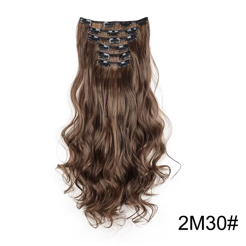 16Clips Synthetic 24Inch Long Curly Hair Hairpiece Heat Resistant Hair ...
