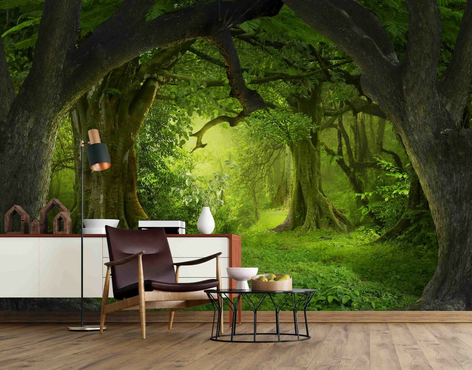 3D Green Forest Giant Tree Plant Self-adhesive Removable Wallpaper ...