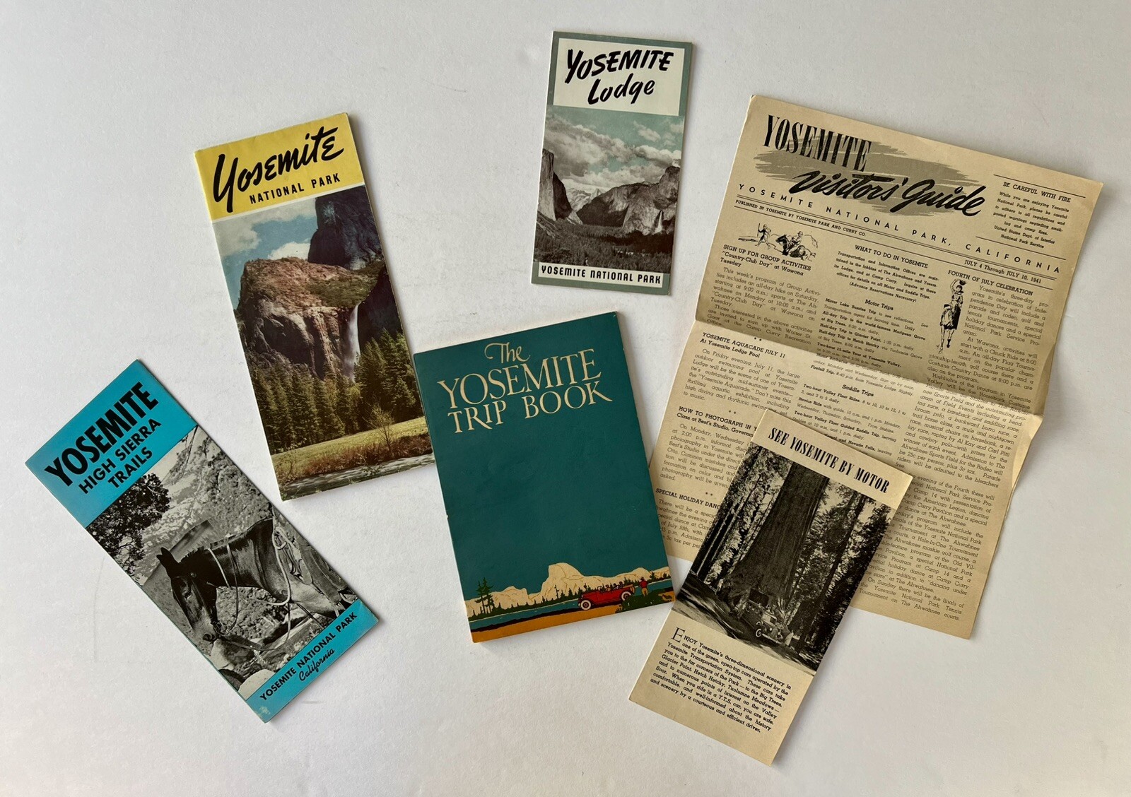 Lot of 6 VTG 1938-1941 Tour Guide Map Yosemite National Park Ephemera ...