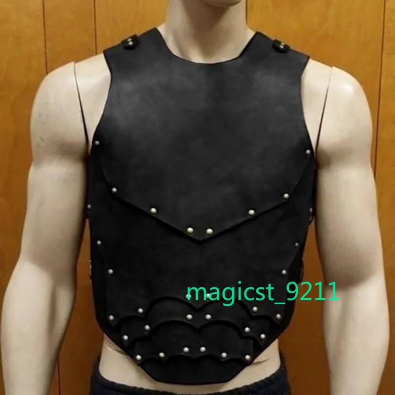 Medieval PU Rivet Leather Armor Vest Cosplay European Knight Costume ...