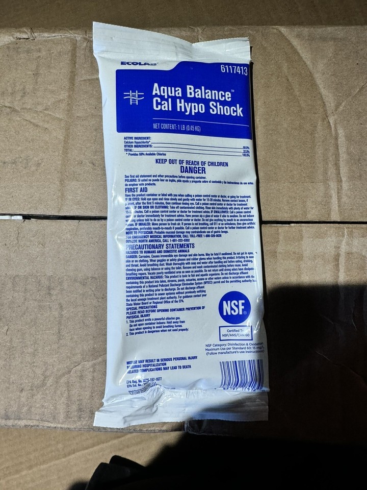 ECOLAB Aqua Balance Cal Hypo Shock. 30 Pack Of 1LB Bags 6117413 | eBay