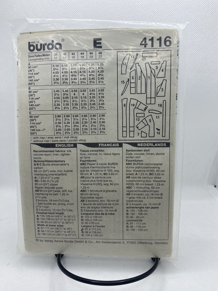 Burda 4116 Dress Pattern Size 12-22 | eBay