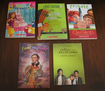 Paperback chapter book lot of 5 Frindle Perks of being a wallflower ...