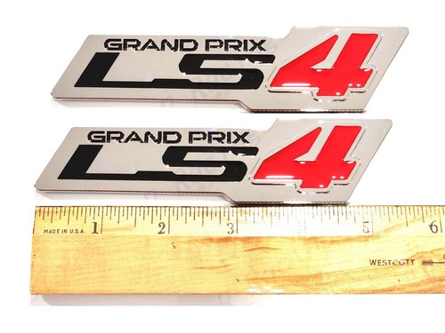 2pcs LS4 GRAND PRIX Fender Emblem Engine Hood 3D Badge Decal Chrome Red ...