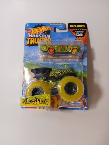 Hot Wheels Monster Trucks Loco Punk 1:64 Scale w/ Crushed Die-Cast Car ...