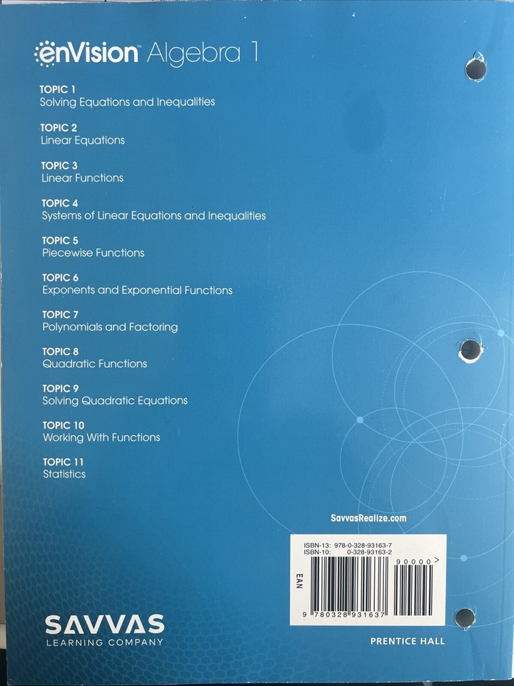 ENVISION AGA STUDENT COMPANION ALGEBRA 1 GRADE 8/9 COPYRIGHT 2018 ...