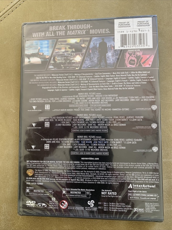 4 Film Favorites: The Matrix Collection DVD Widescreen NEW AND FACTORY ...