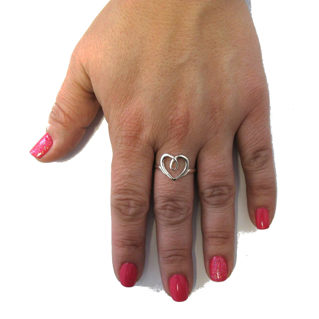 Stylish Sterling Silver Ring Hallmarked Solid 925 Heart Love Handmade ...
