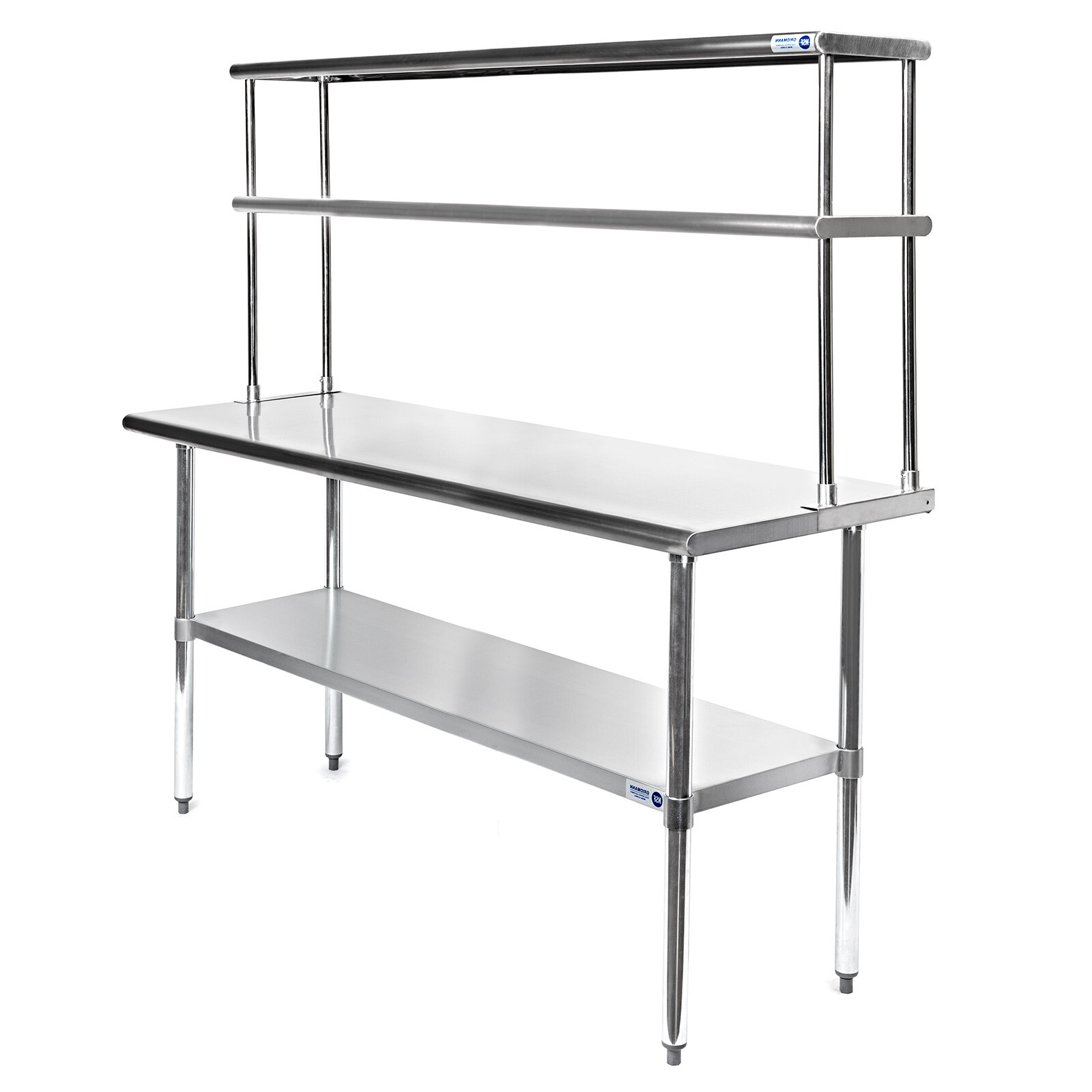 Stainless Steel Commercial Kitchen Prep Table with Double Overshelf- 30 ...