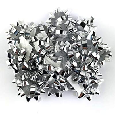 Mini Metallic Silver BowsGift Wrap Bows-Christmas Ribbon Gift Bows 1 1/ ...