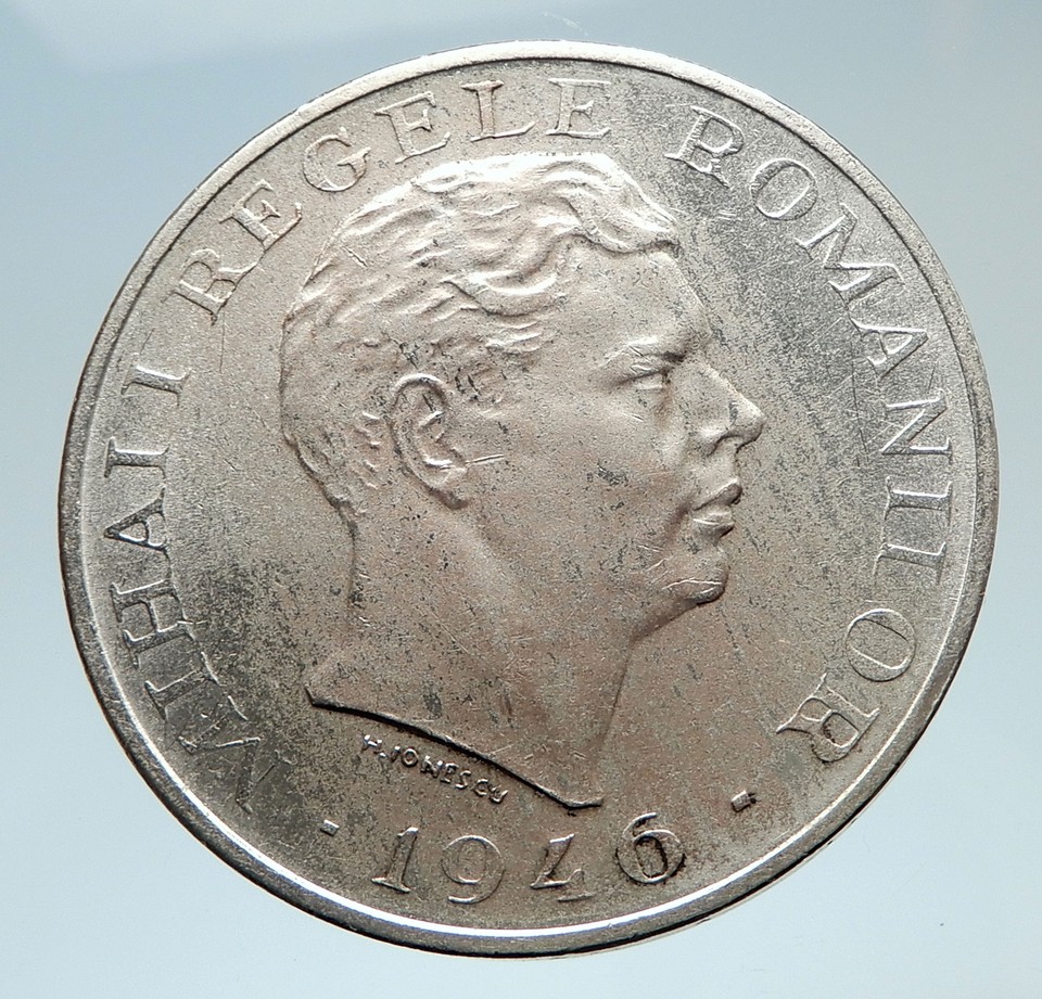 1946 ROMANIA Michael I Romanian Lady & Bird Antique Genuine Silver Coin ...