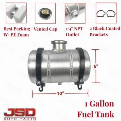 Universal Fuel Tank 6''x10'' 1 Gallon 1/4 NPT Spun Aluminum Gas Tank ...