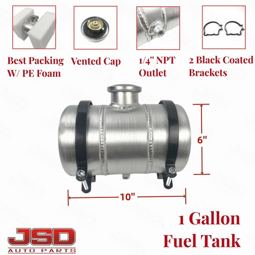 Universal Fuel Tank 6''x10'' 1 Gallon 1/4 NPT Spun Aluminum Gas Tank ...