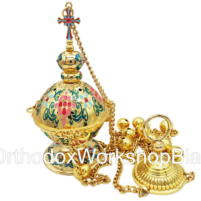 Polished Brass Hanging Church Censer Thurible Orthodox Church Liturgy ...
