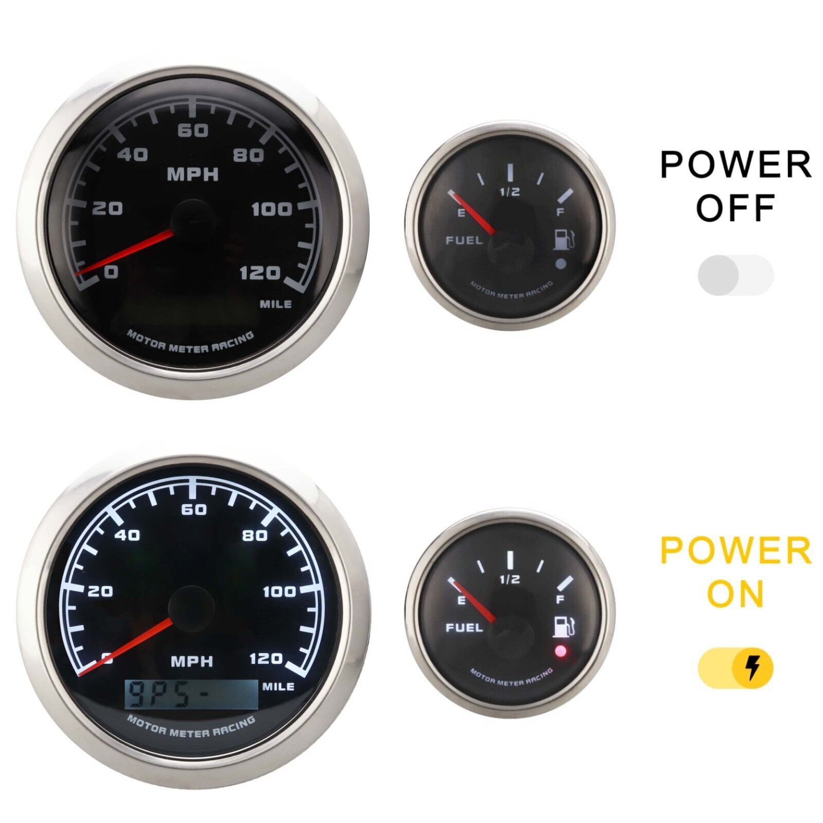 W PRO 85mm GPS Speedometer 120 MPH Turn Signal High Beam For Car Truck ...