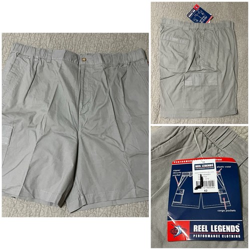 NEW NWT Reel Legends Casual Fishing Shorts Size 42 Grey Cargo Pockets ...