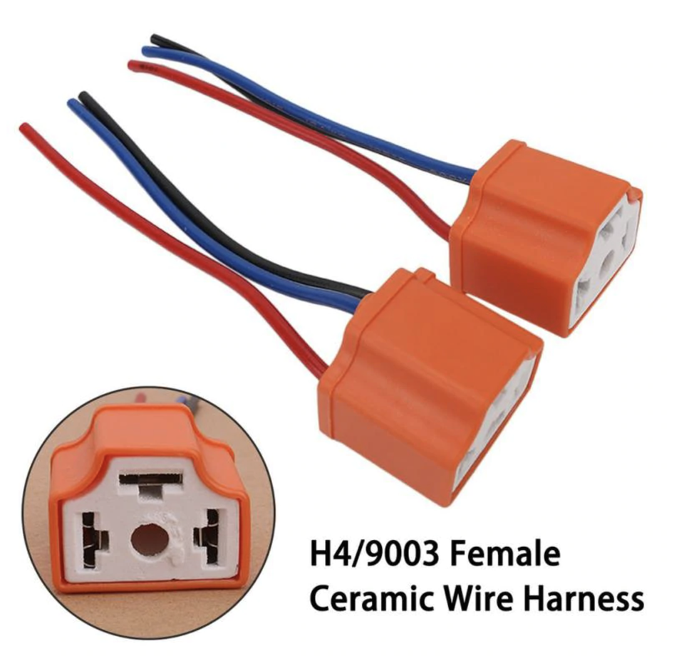 2x H4 3 Pin Headlight Replacement Bulb Holder Connector Plug Wire ...