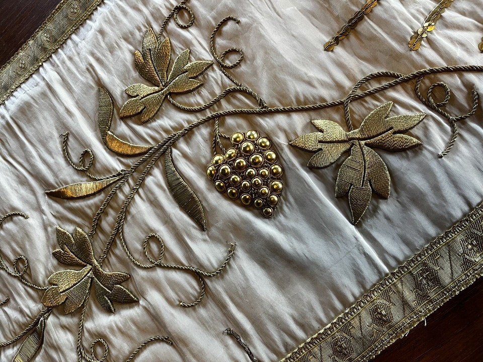 SALE! Antique altar cloth/banner 19th Europe. Cotton, damask and silk ...