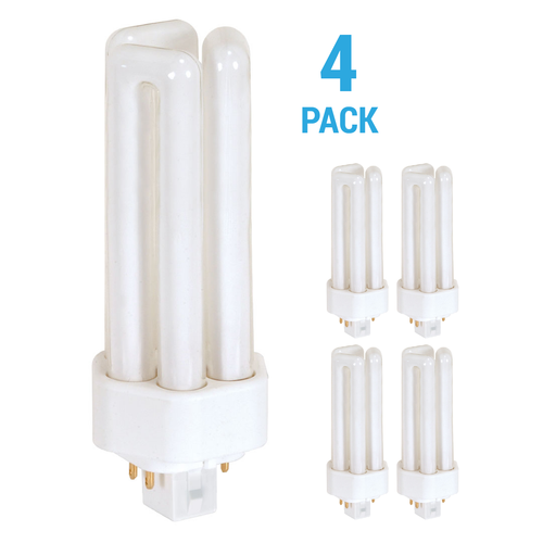 4 Pack CF26DT PL-T 26W F26TBX Triple Tube Bulbs T4 4-Pin GX24q-3 5000K ...