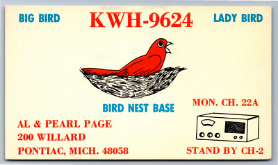 Postcard MI QSL Card CB Call Sign KWH-9624 Pontiac Michigan V6 | eBay