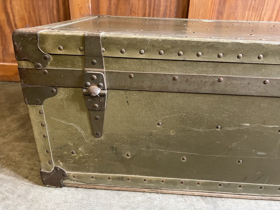 Vintage US Army Military USMC Transport Foot Locker Trunk Chest Crate ...