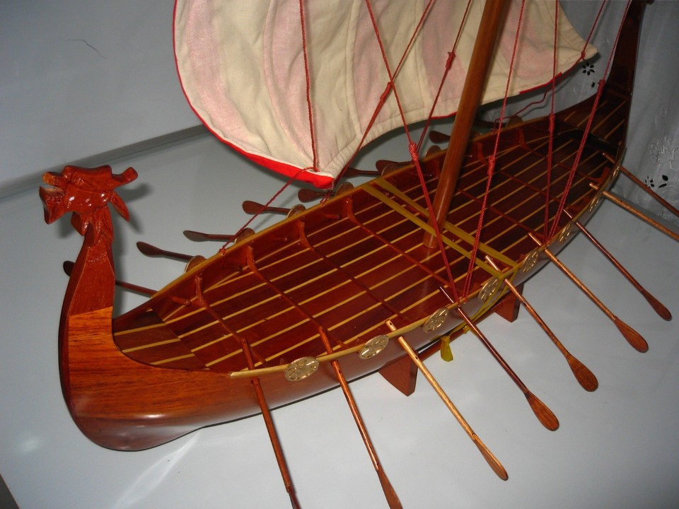 Viking Dragon boat high quality hand made wooden model ship 32" | eBay