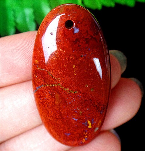 41x22x6mm Natural Tiger Stripes Red Jasper Reiki Oval Pendant Bead ...