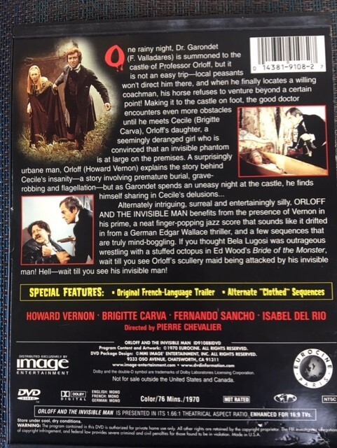 Jess Franco's ORLOFF & THE INVISIBLE MAN-1970 NOT RATED (Snapper Case ...