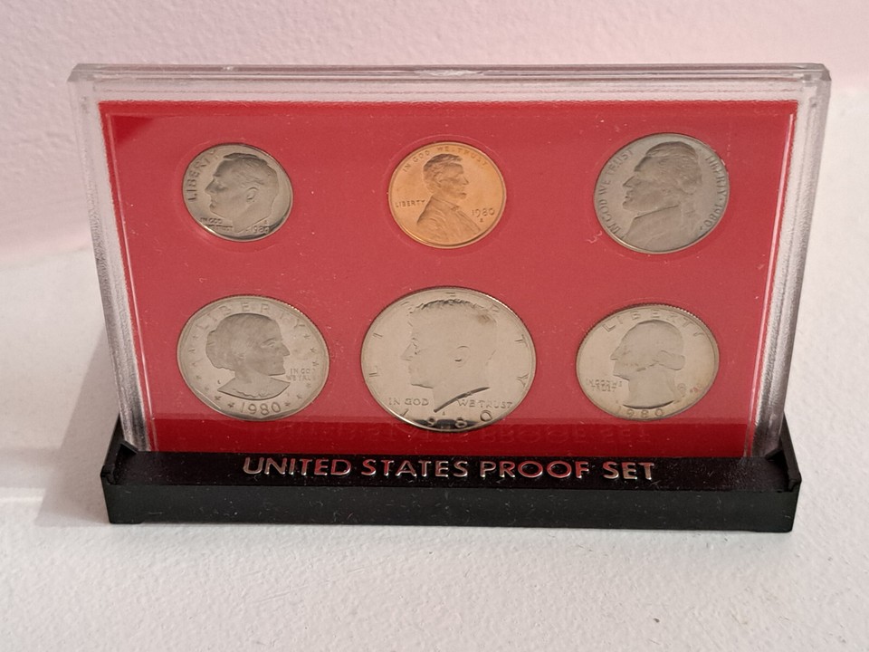 Three United States Proof Sets - 1980, 1981, 1982 - in original boxes w ...