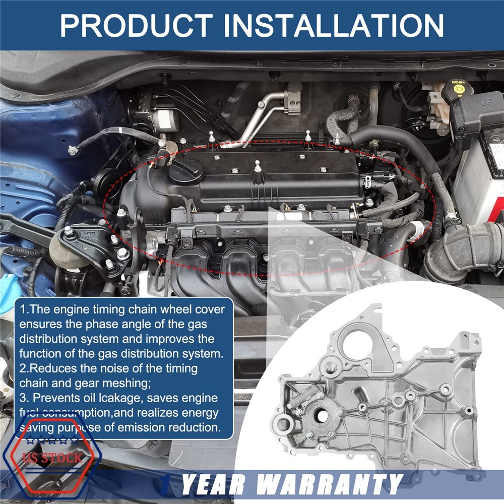Timing Chain Oil Pump Cover NEW Fits 1.6L Hyundai Veloster Elantra GT ...