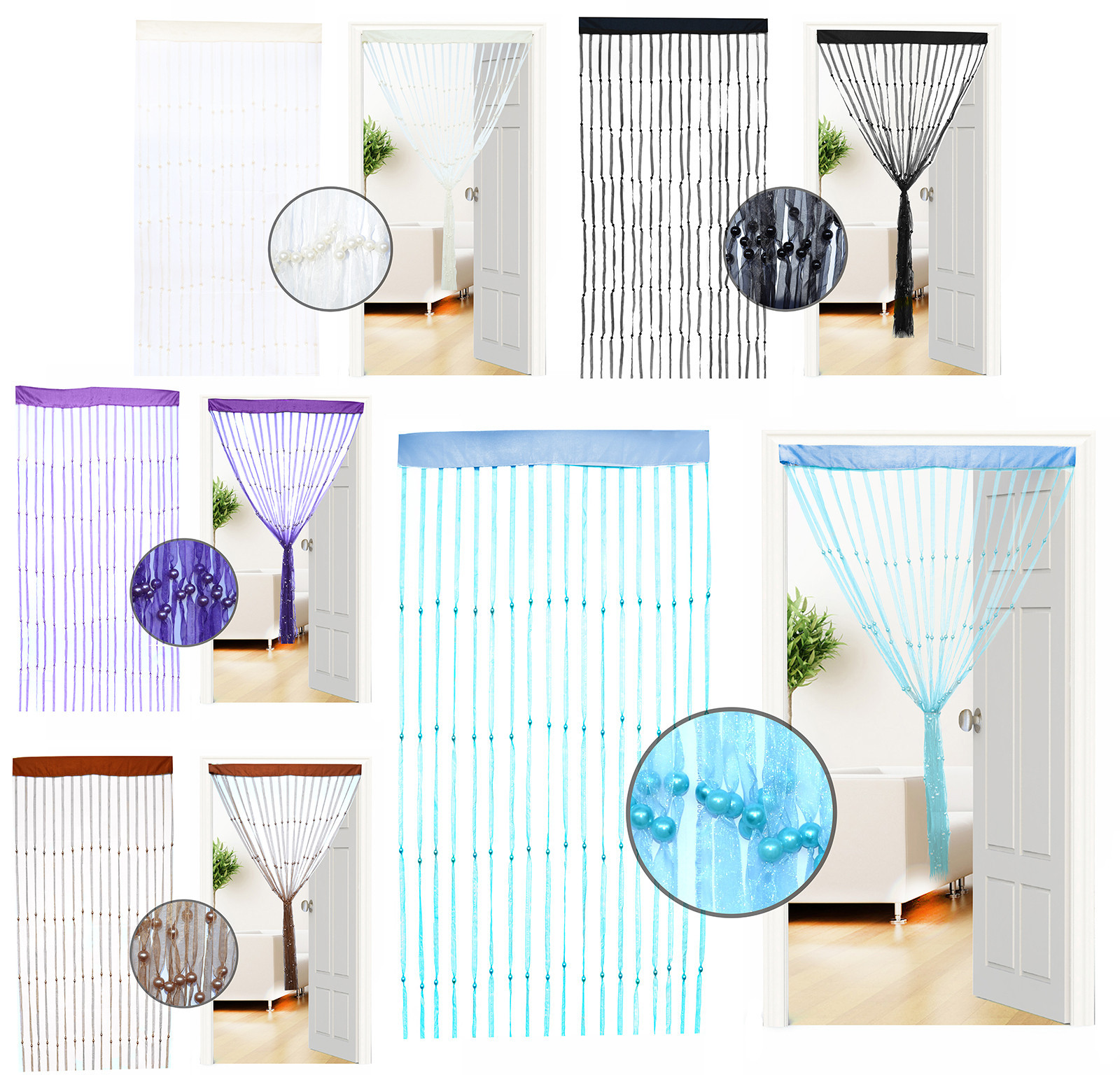 Organza String Curtain Door Hanging Tassel Curtain Portiere Decoration ...