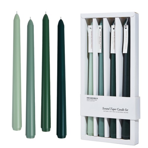 Taper Candles 10'' Green Shades Ombre Colored Candle Sticks Set of 4 ...