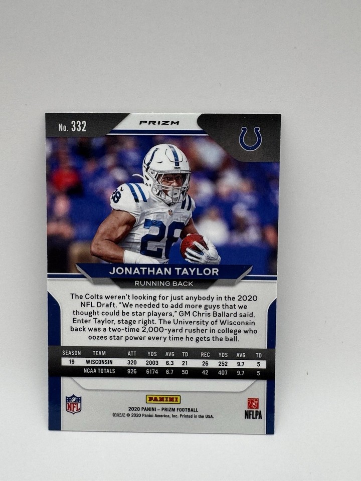 2020 Panini Prizm Jonathan Taylor #332 Rookie Silver Prizm (RC) | eBay