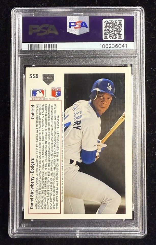 1991 Upper Deck Darryl Strawberry Silver Sluggers Signed Dodgers PSA 10 ...