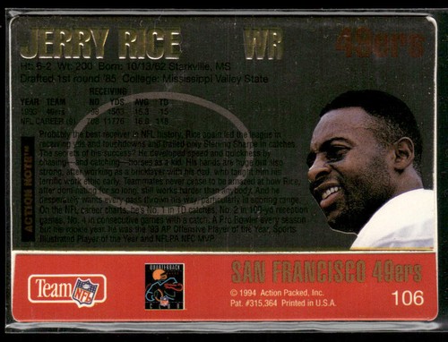 Jerry Rice 1994 Action Packed #106 San Francisco 49ers | eBay
