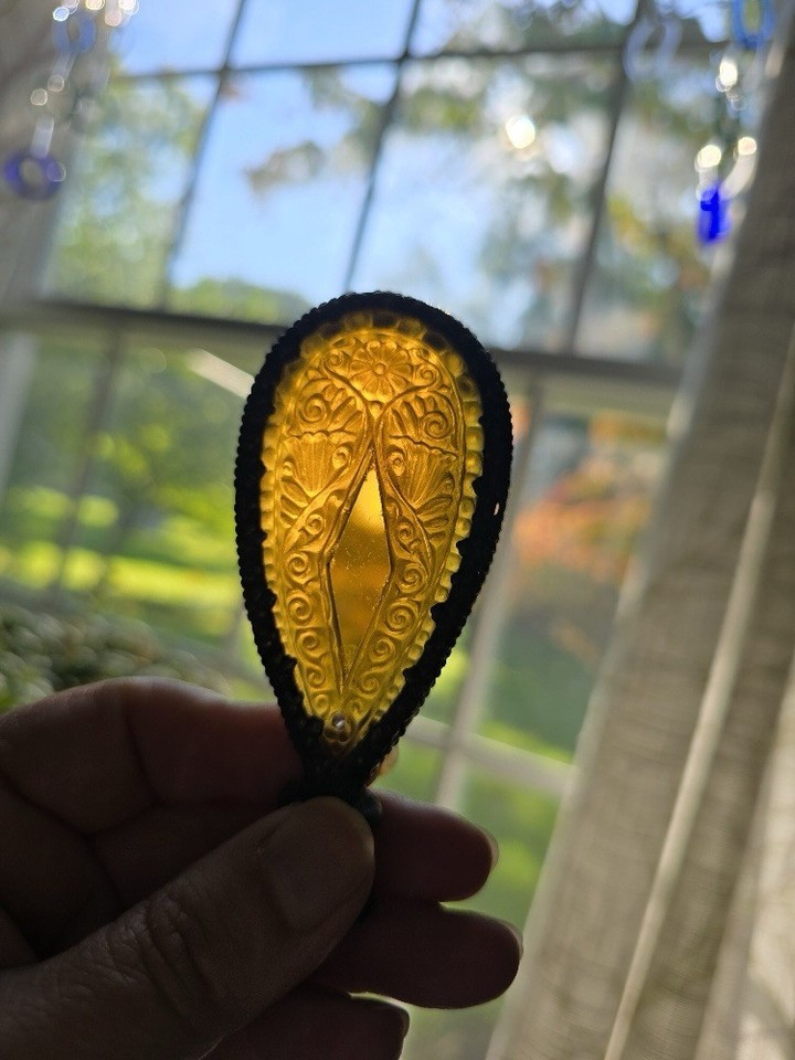 Vintage Amber Glass Lamp Finial With Flower Decoration | eBay