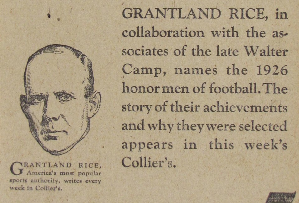 Vintage 1926 Grantland Rice Sportswriter Newspaper Print Ad | eBay