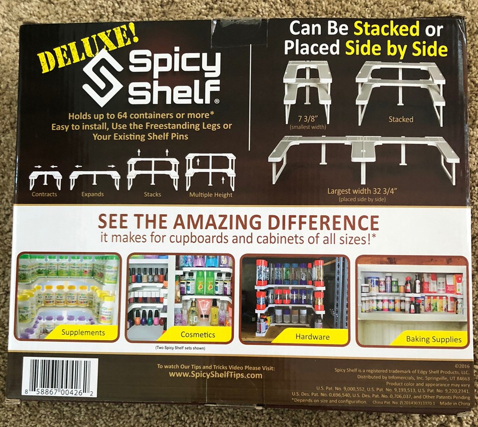 New Spicy Shelf Deluxe Set of Two Spice Racks Stackable Cabinet ...