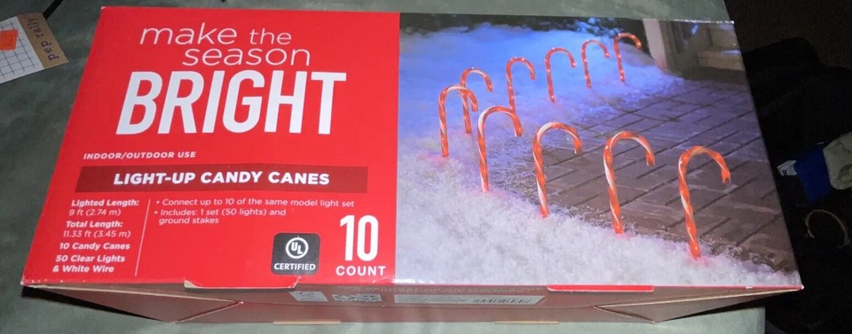 Make the Season Bright 10ct Light Up Candy Canes. 9 Feet 10 Candy Canes ...