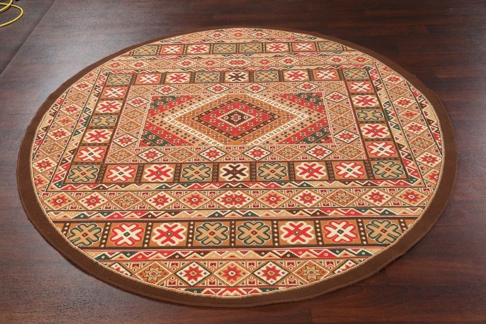 Geometric Tebriz Oriental Area Rug 7x7 Round Turkish Carpet | eBay