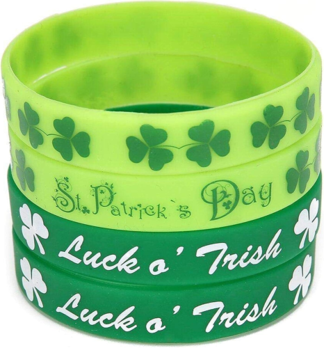 74PCS St. Patrick'S Day Shamrock Rubber Wristbands Bracelets - Party ...