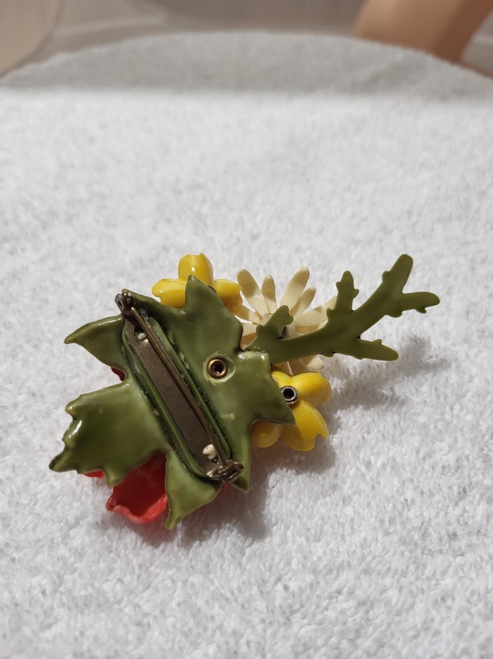 Vtg polymer anemone daisy flowers pin brooch | eBay