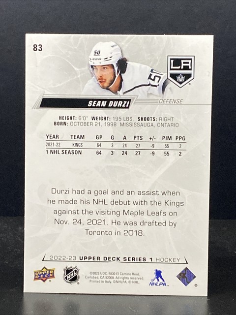 2022-23 Upper Deck Series 1 - #83 Sean Durzi for sale online | eBay
