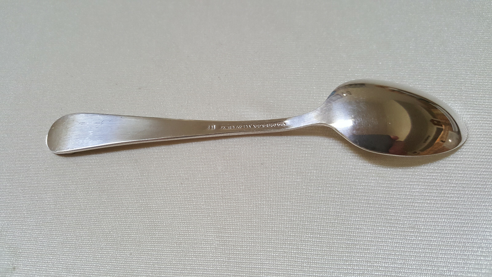 Victor Silver Co A1+ Overlay (IS) Tea Spoon Plain Design & ?ONA? Logo ...