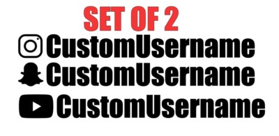 Custom Username @ Insta, Snap, Yout Vinyl Decal Sticker Social Media | eBay