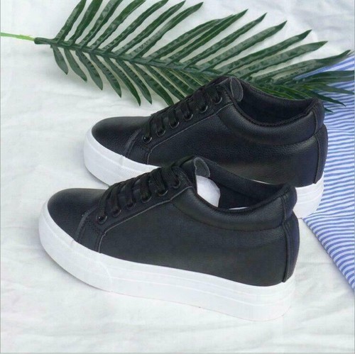 Ladies Women's High-top Sneakers Lace Up Hidden Wedges Heels Shoes ...
