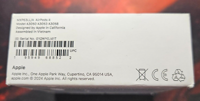 Apple AirPods 4 MXP63LL/A MODEL A3050, A3053, A3058 - Brand Apple AirPods 4 MXP63LL/A MODEL A3050, A3053, A3058 - Brand