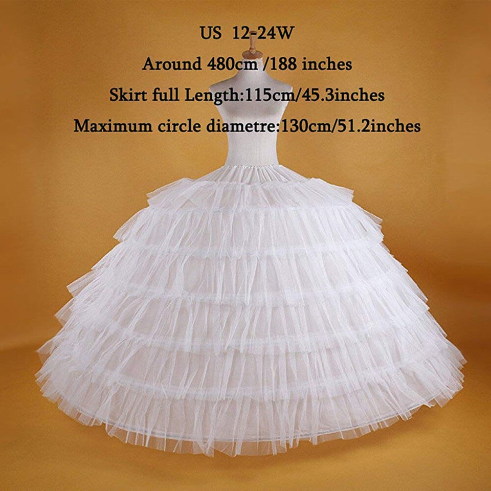 White Petticoat for Wedding Dress 6 Hoop 6 Layers Tulle Ball Gown Prom ...