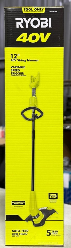 Brand New Ryobi Ry402013BTL 40V 12" Cordless Battery String Trimmer ...